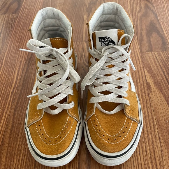 Vans | Shoes | Vans Hightop Sneakers In Mustard And White | Poshmark